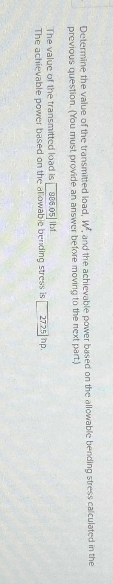 Determine the value of the transmitted load, Wt, ﻿and | Chegg.com