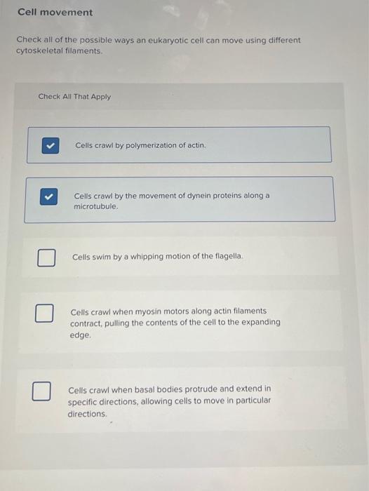 Solved Cell movement Check all of the possible ways an | Chegg.com