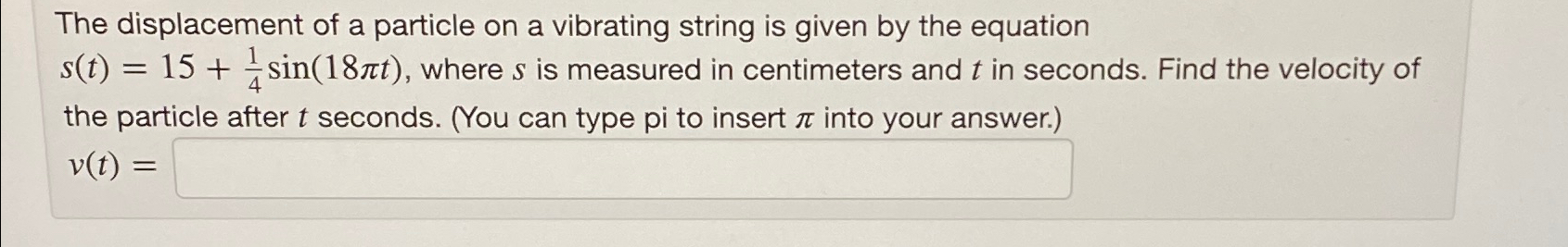 Solved The displacement of a particle on a vibrating string | Chegg.com