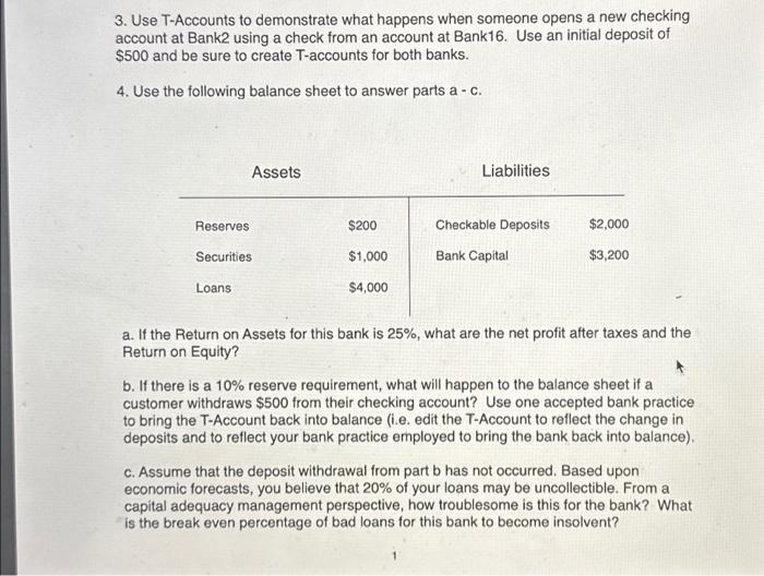 Solved 3. Use T-Accounts to demonstrate what happens when | Chegg.com