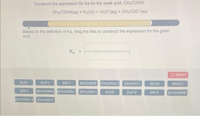 Solved Construct the expression for Ka for the weak acid, | Chegg.com