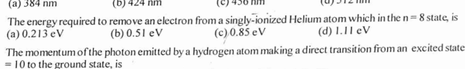 Solved The energy required to remove an electron from a | Chegg.com