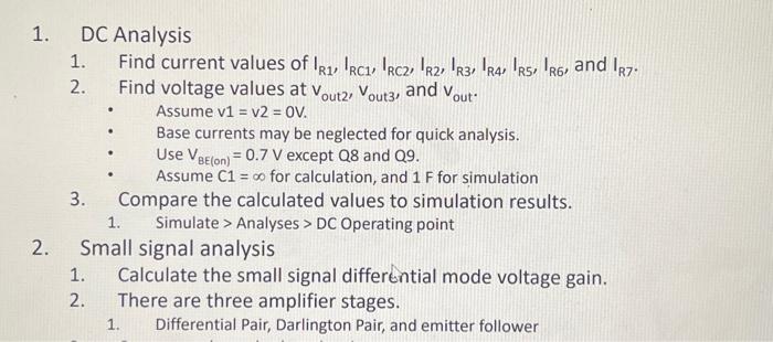 Solved 1. DC Analysis 1. Find current values of | Chegg.com