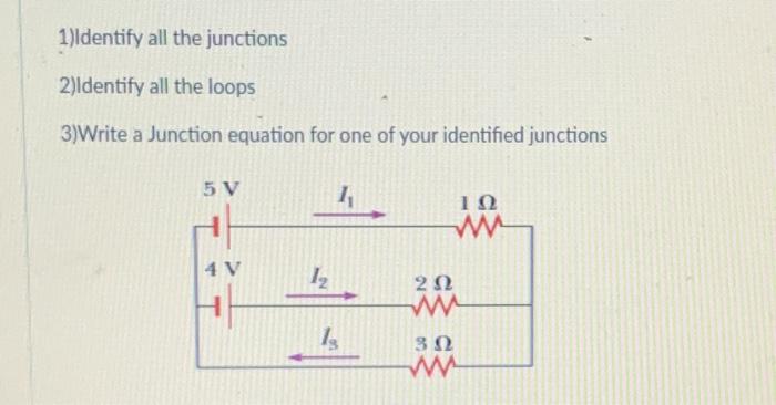 Solved 1)Identify all the junctions 2)Identify all the loops | Chegg.com
