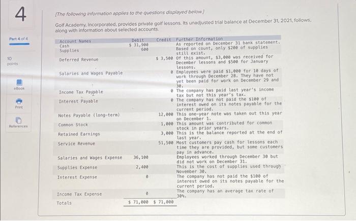 Solved 4 Part 4 of 4 10 points eBook Print References [The | Chegg.com