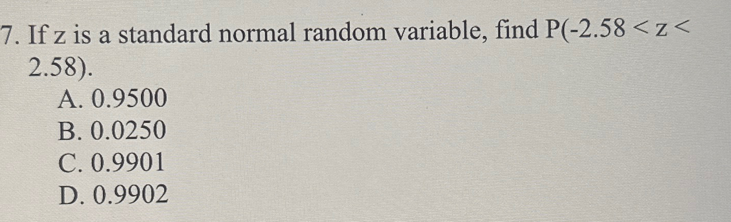 Solved If z ﻿is a standard normal random variable, find | Chegg.com