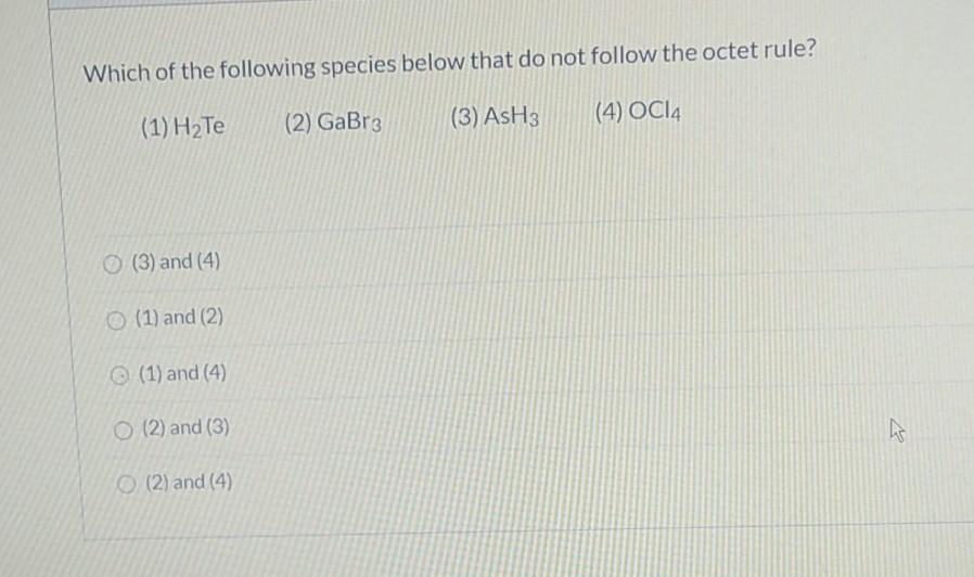 Solved Which of the following species below that do not | Chegg.com