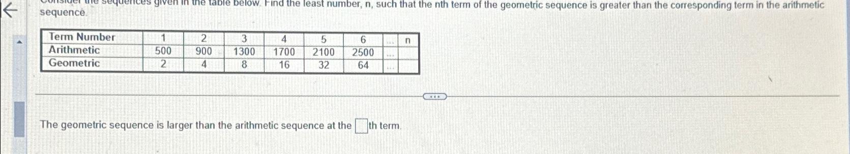 Solved sequence.given in une table below. Find the least | Chegg.com
