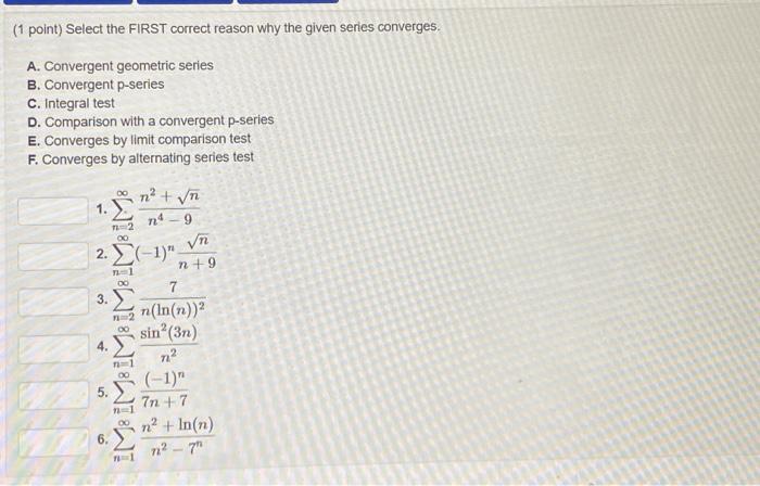 Solved (1 point) Select the FIRST correct reason why the | Chegg.com