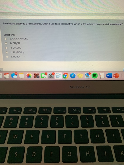Solved The simplest aldehyde is formaldehyde, which is used | Chegg.com
