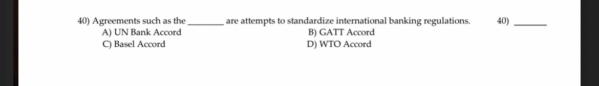 Solved Agreements such as the are attempts to standardize | Chegg.com