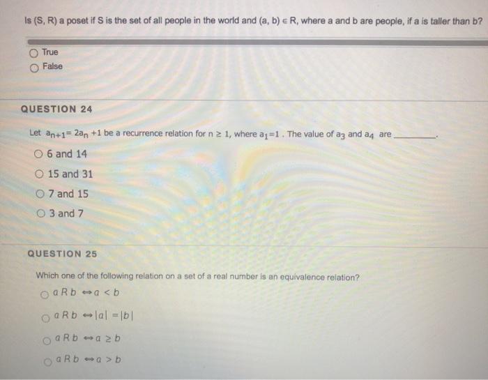 Solved Is (S, R) a poset if S is the set of all people in | Chegg.com