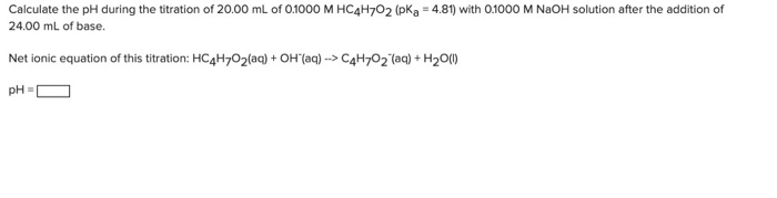 Solved Calculate the pH during the titration of 20.00 mL of | Chegg.com
