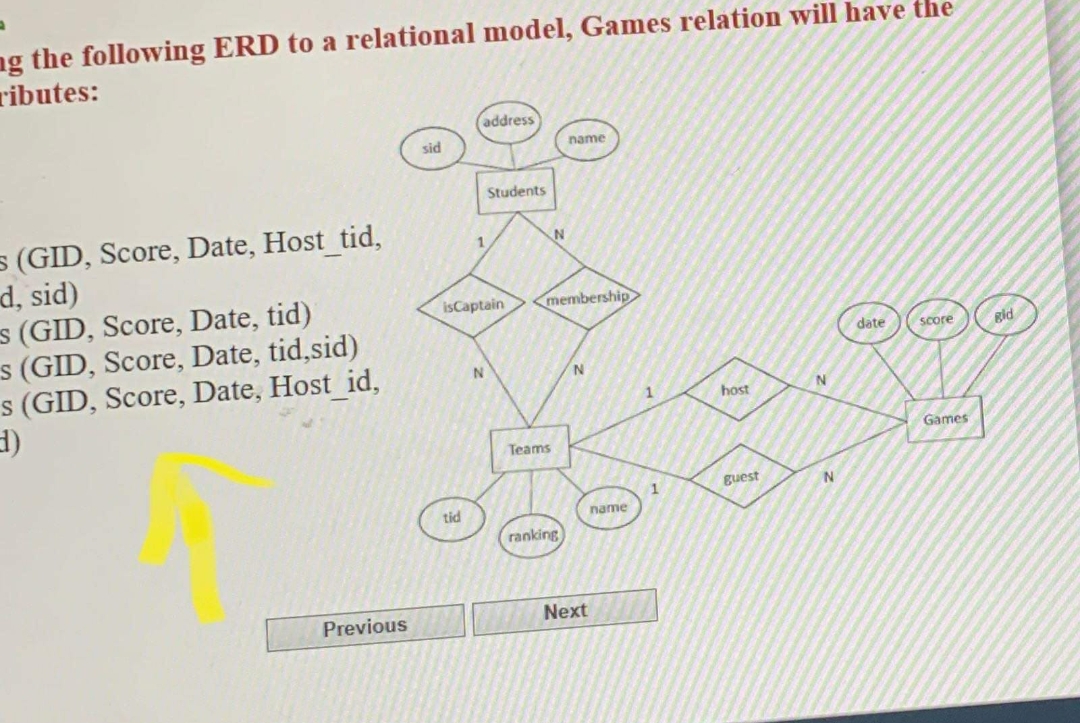 Solved g the following ERD to a relational model, Games | Chegg.com