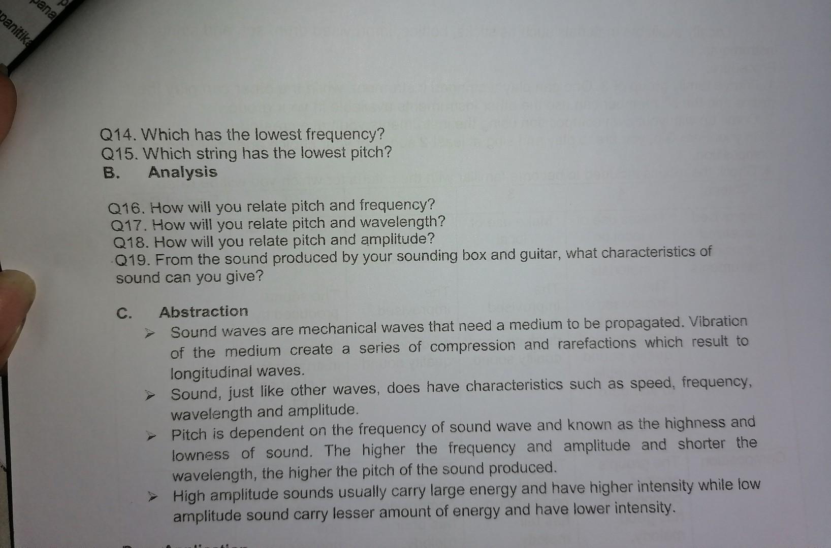 Solved A. Activity Characteristics of Sound PART 1: My Own | Chegg.com