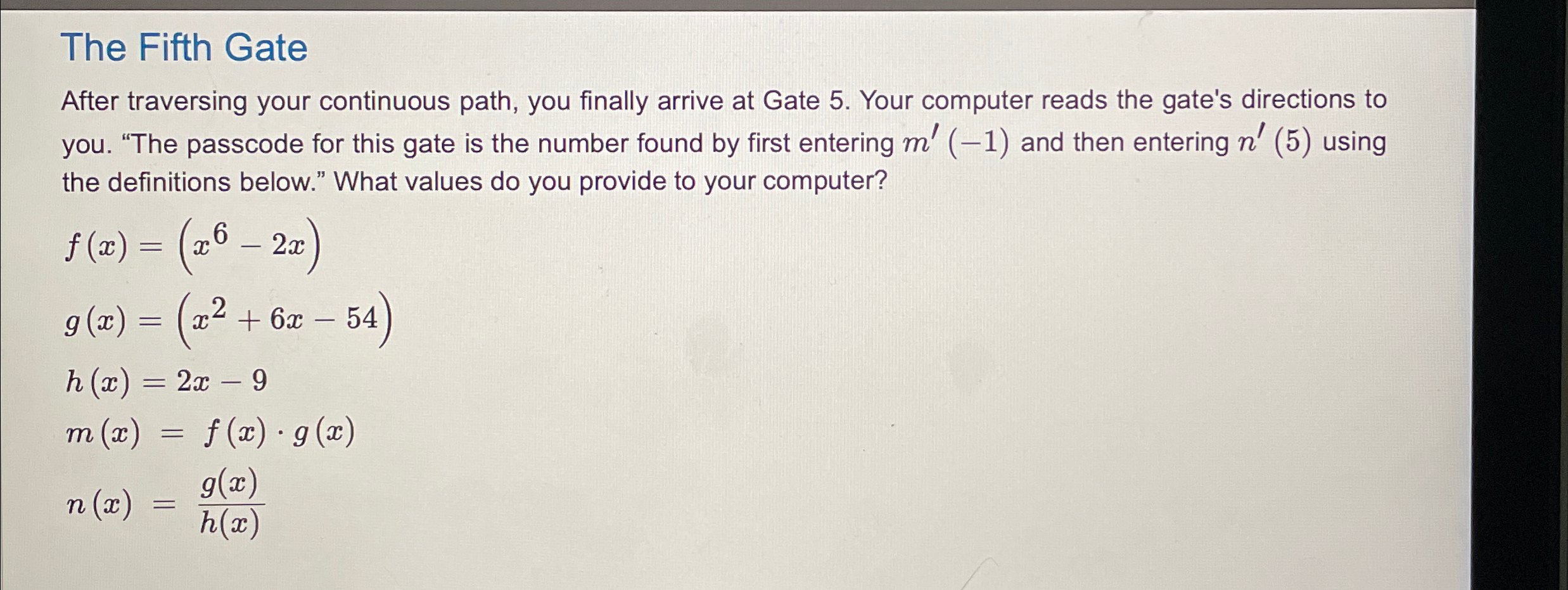 Solved The Fifth GateAfter traversing your continuous path, | Chegg.com