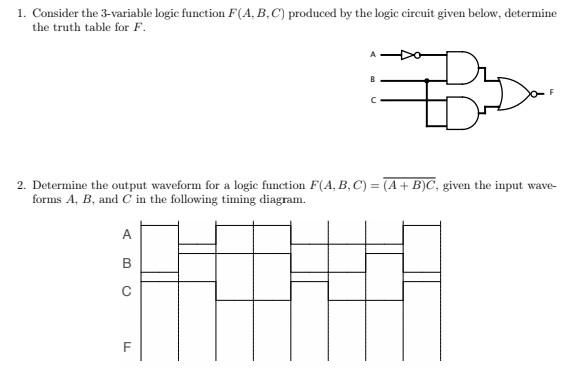 Solved 1. Consider the 3-variable logic function F(A.B.C) | Chegg.com