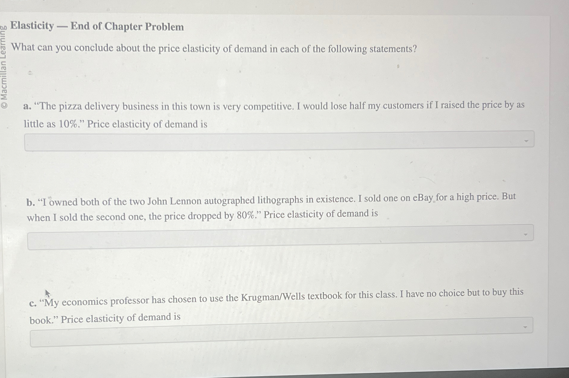 Solved Elasticity — ﻿End of Chapter ProblemWhat can you | Chegg.com