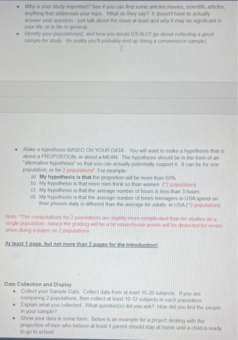 Solved Overall Description of Statistics Final Project: The | Chegg.com