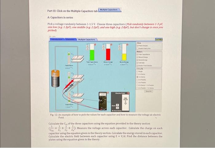 Solved Part III: Click on the Multiple Capacitors tab A: | Chegg.com