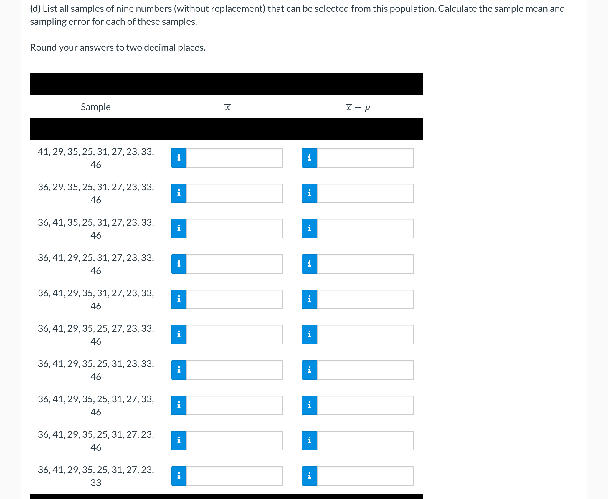 Solved (d) ﻿List all samples of nine numbers (without | Chegg.com