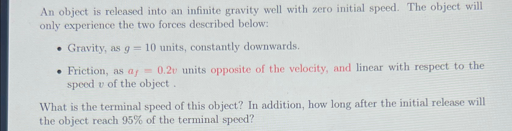 Solved An object is released into an infinite gravity well | Chegg.com