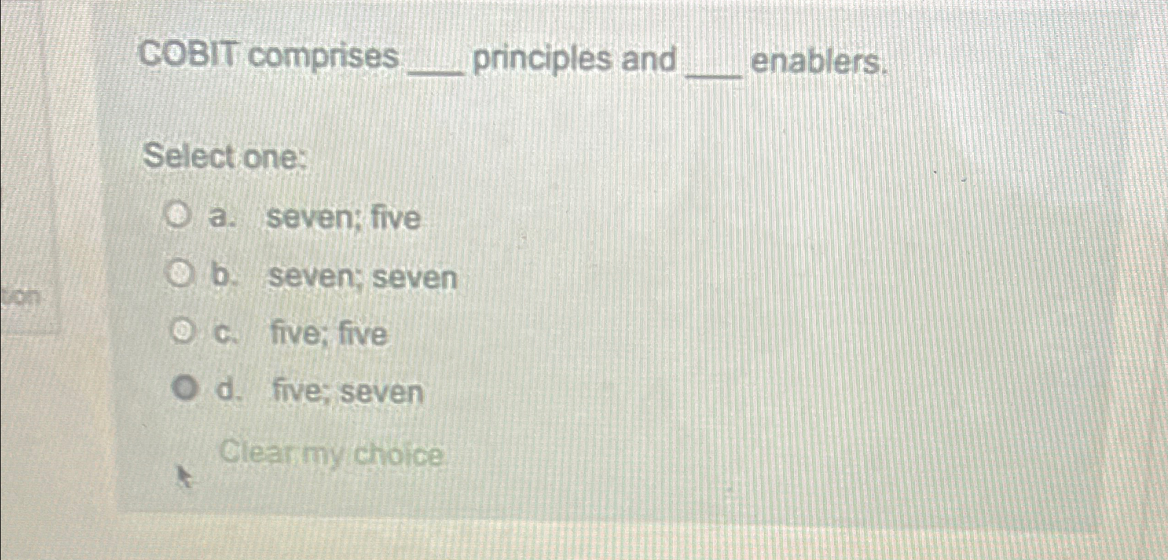 Solved COBIT comprises principles and enablers.Select one:a. | Chegg.com Solved COBIT comprises principles and enablers.Select one:a. | Chegg.com