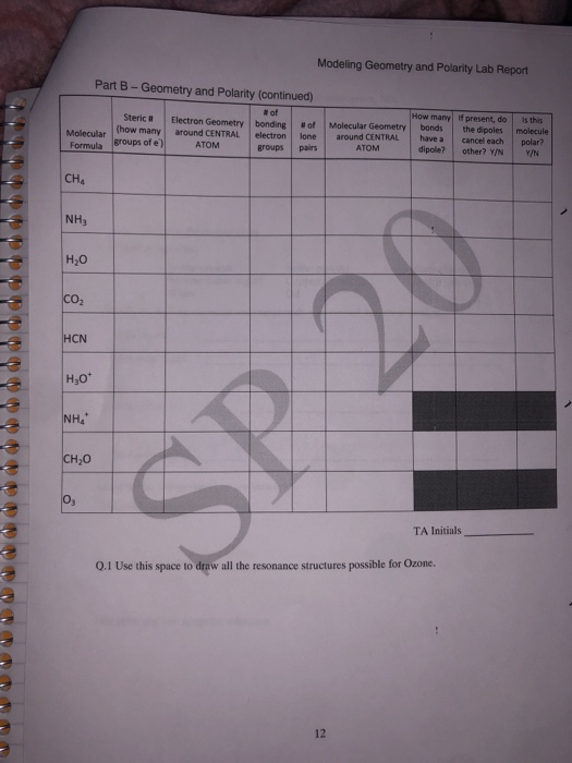 Solved Week 10 LAB REPORT Modeling Geometry and Polarity (3) | Chegg.com
