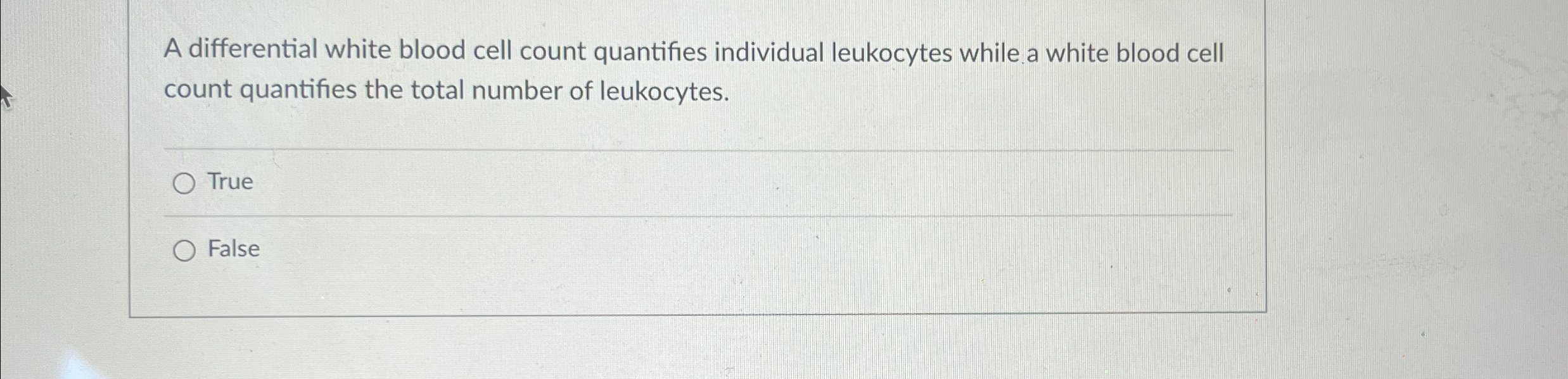 Solved A differential white blood cell count quantifies | Chegg.com