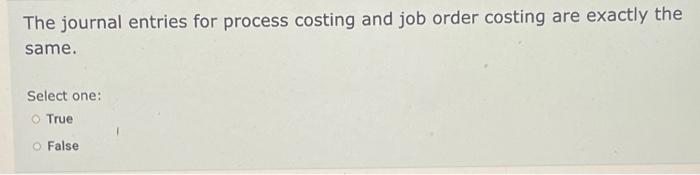 Solved The journal entries for process costing and job order | Chegg.com
