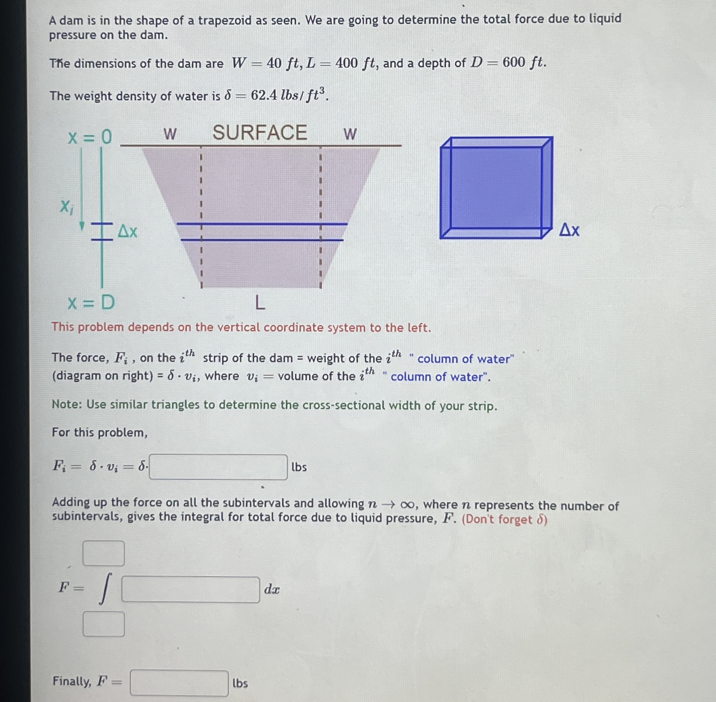 Solved A dam is in the shape of a trapezoid as seen. We are | Chegg.com