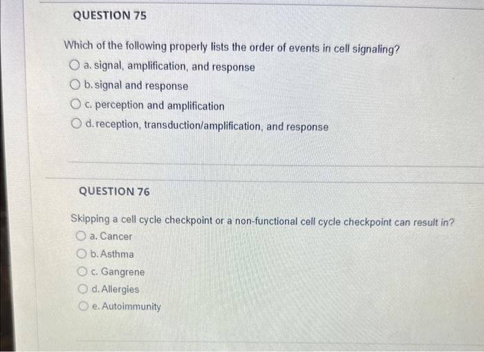 Solved Which of the following properly lists the order of | Chegg.com