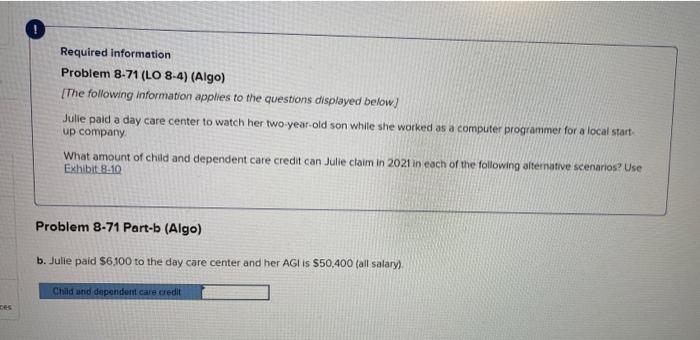 Solved Required information Problem 8-71 (LO 8-4) (Algo) | Chegg.com
