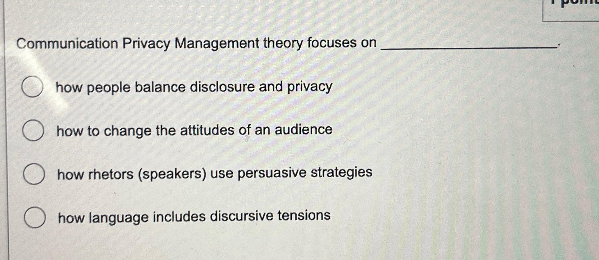 Solved Communication Privacy Management theory focuses on | Chegg.com