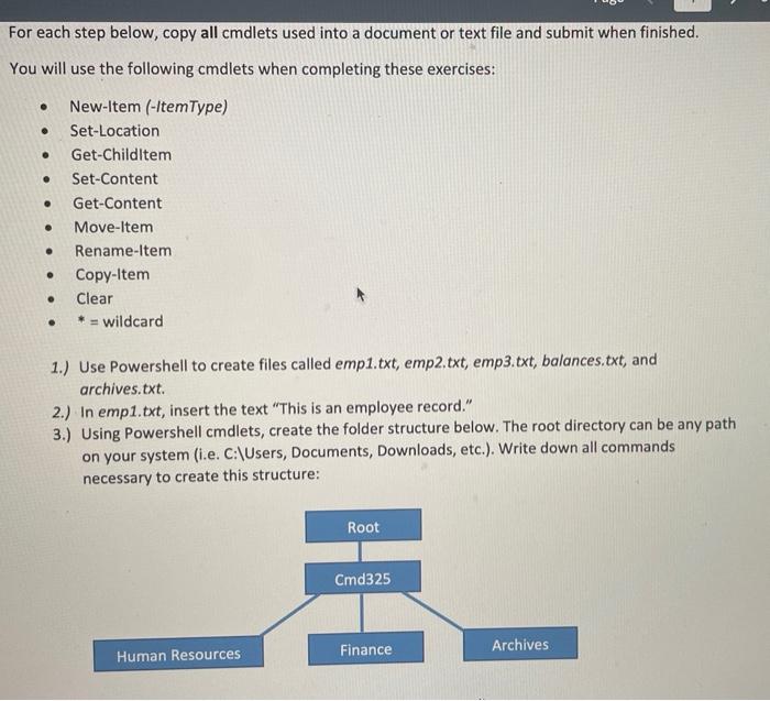 Solved For each step below, copy all cmdlets used into a | Chegg.com