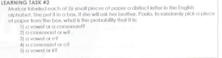 Solved LEARNING TASK #2 Maricar labeled each of 26 small | Chegg.com