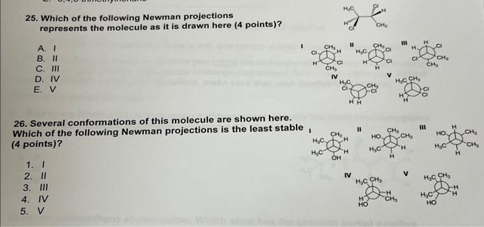 Solved 25. Which of the following Newman projections | Chegg.com