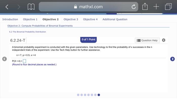 Solved mathxl.com Ć û + O Introduction Objective 1 Objective | Chegg.com