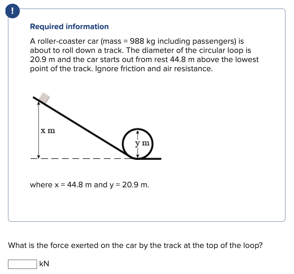 Solved A roller-coaster car (mass =988kg ﻿including | Chegg.com