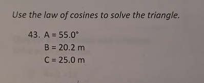 Solved Use the law of cosines to solve the | Chegg.com