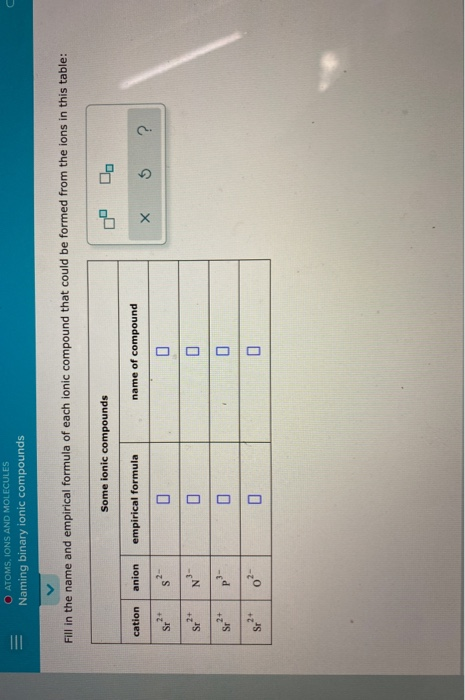 Solved O ATOMS, IONS AND MOLECULES Naming binary ionic | Chegg.com