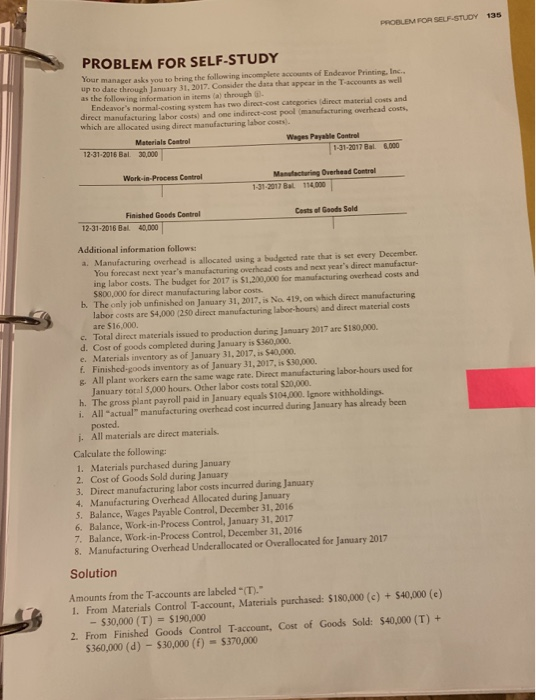Solved PROBLEM FOR SELF-STUDY 135 PROBLEM FOR SELF-STUDY | Chegg.com