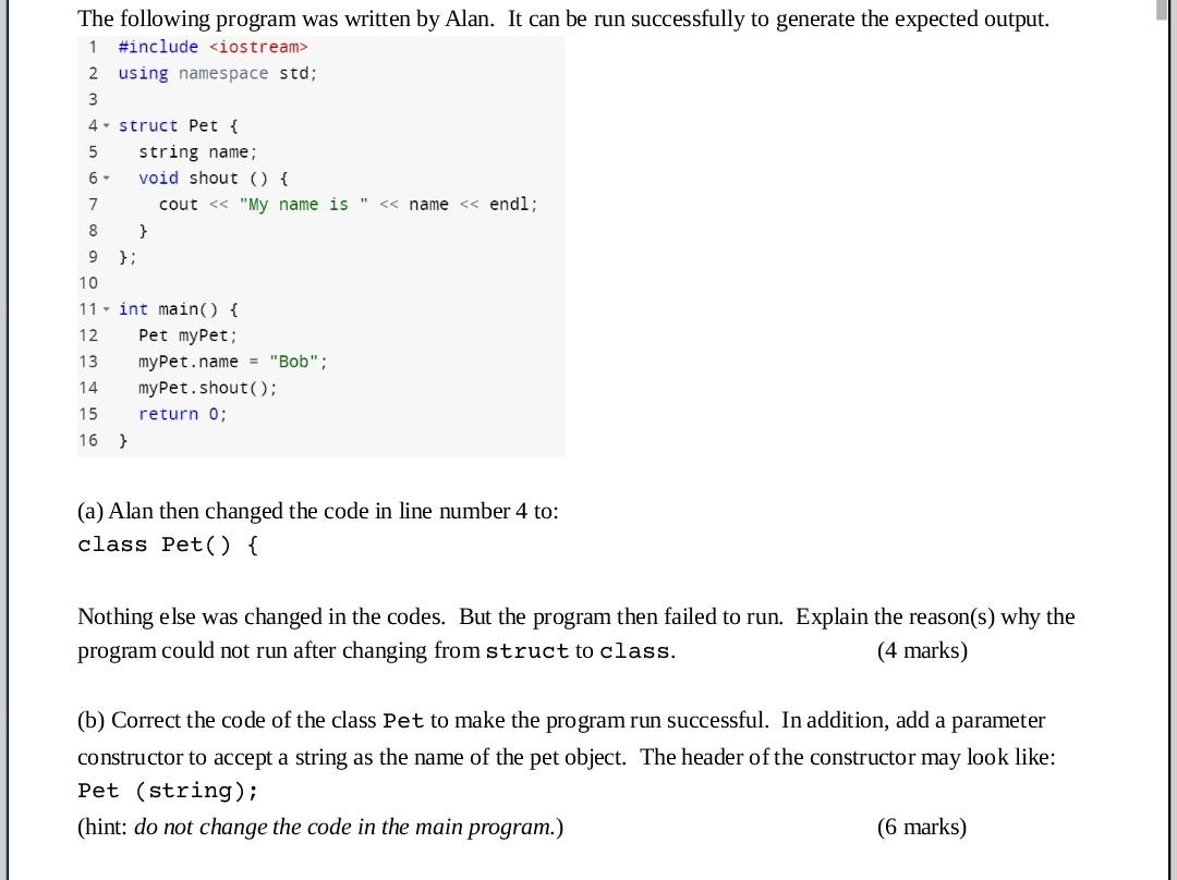 Solved The following program was written by Alan. It can be | Chegg.com