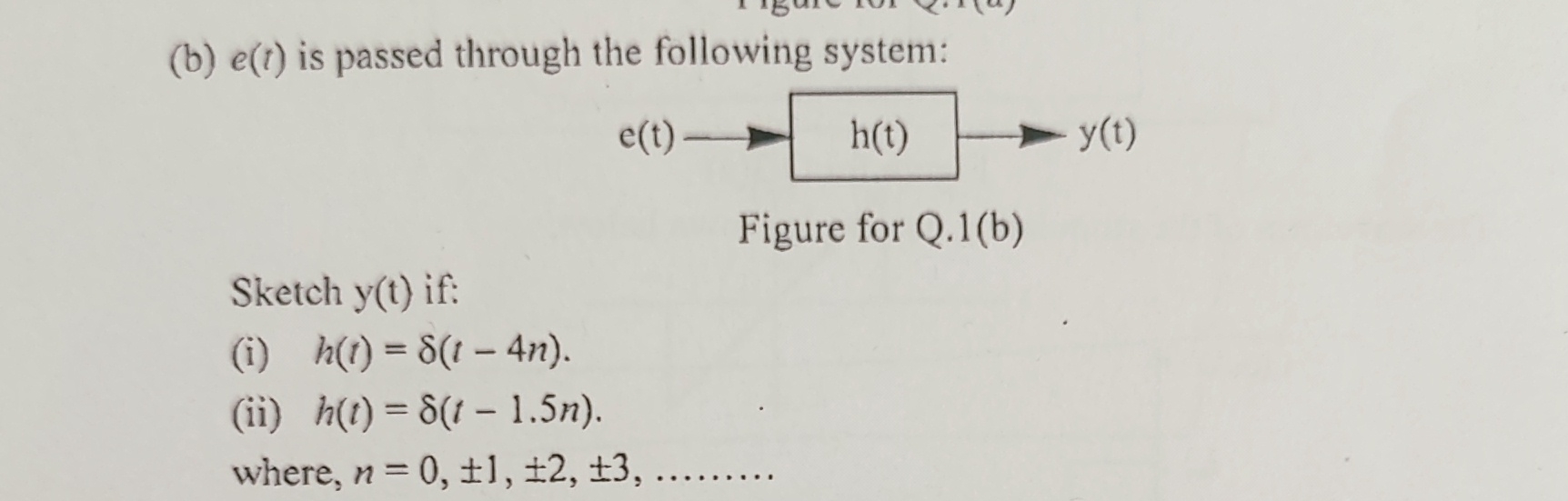 Solved (b) e(t) ﻿is passed through the following | Chegg.com
