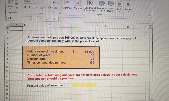 Solved Calibri %6 Paste BIU - A Alignment Number Conditional | Chegg.com