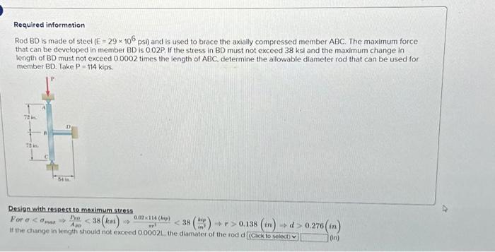 Solved Rod BD is made of steel (E=29×106psi) and is used to | Chegg.com