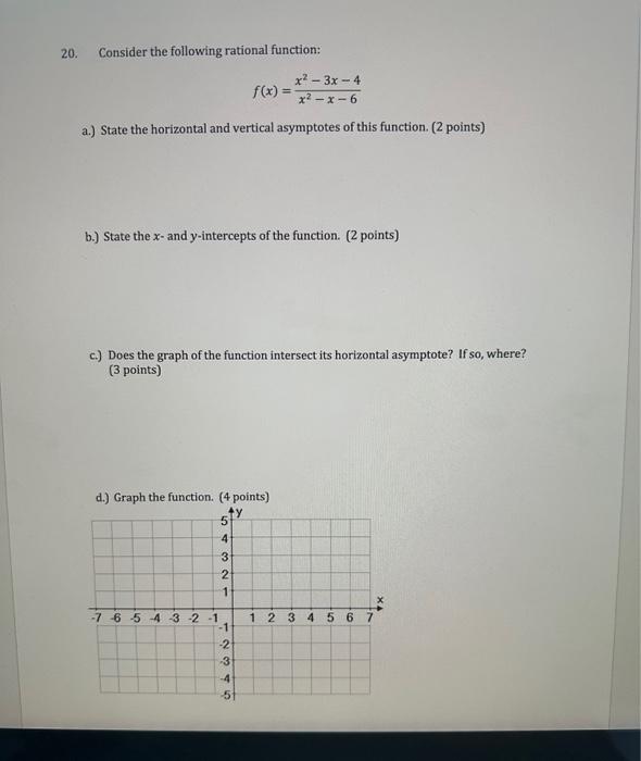 Solved 20. Consider the following rational function: | Chegg.com