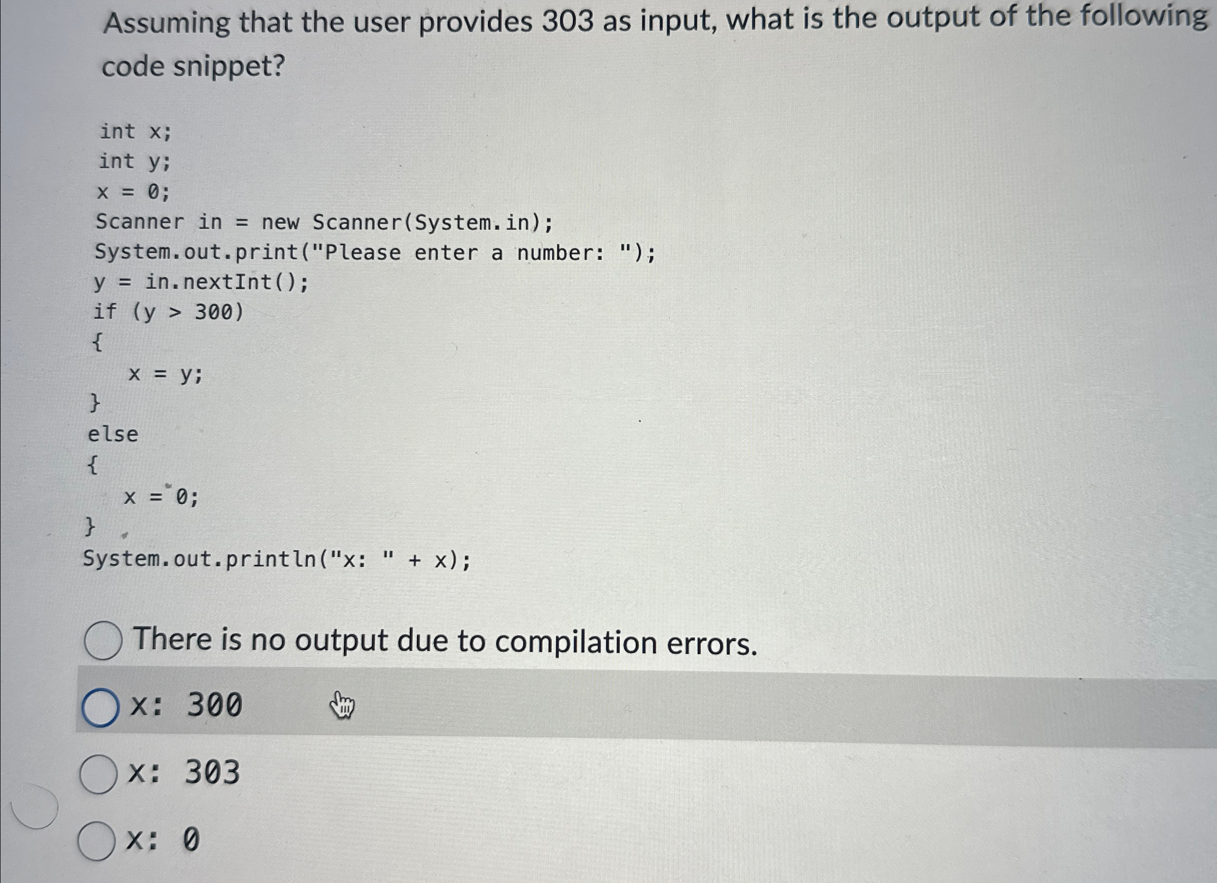 Solved Assuming that the user provides 303 ﻿as input, what | Chegg.com
