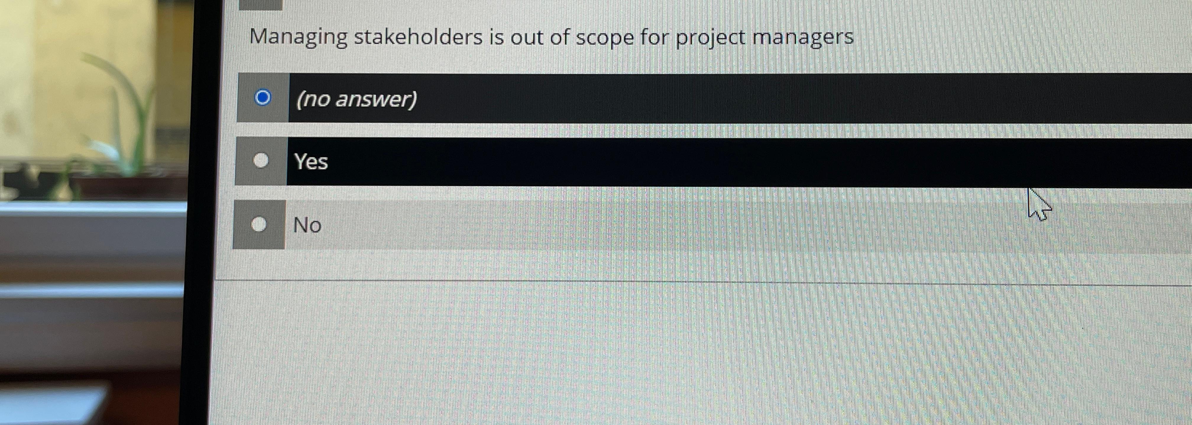 Solved Managing stakeholders is out of scope for project | Chegg.com