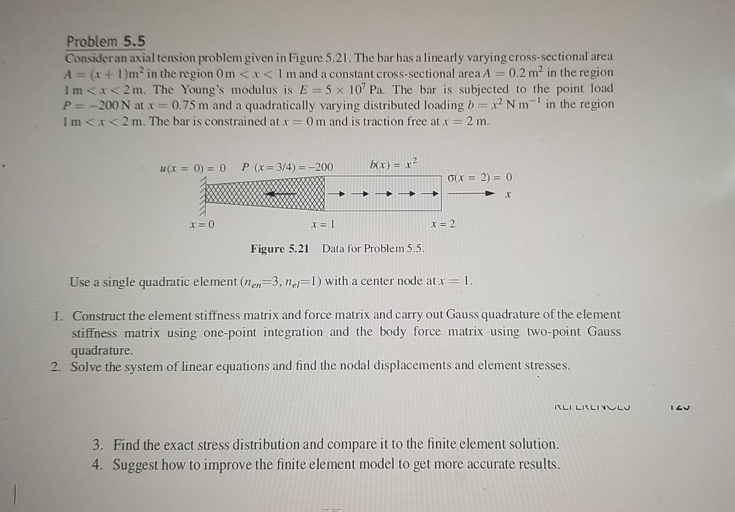 Problem 5.5 Consideran axial tension problem given in | Chegg.com